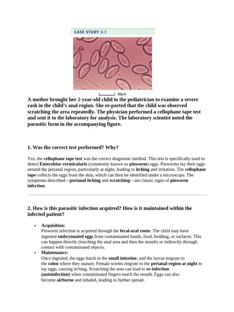 Pinworm Infection: Diagnosis and Risks | PDF