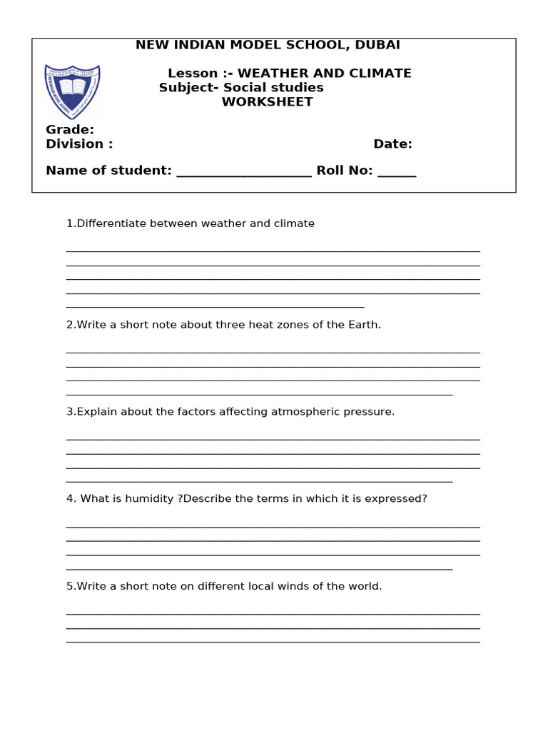 Weather and Climate Practice Worksheet | PDF | Humidity | Tropics