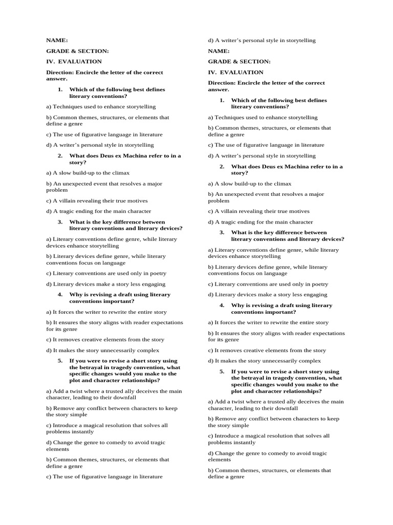 QUIZ | PDF | Genre | Tragedy