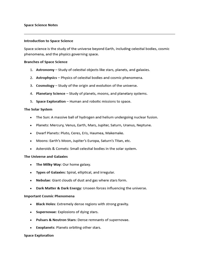 Space Science Notes | PDF