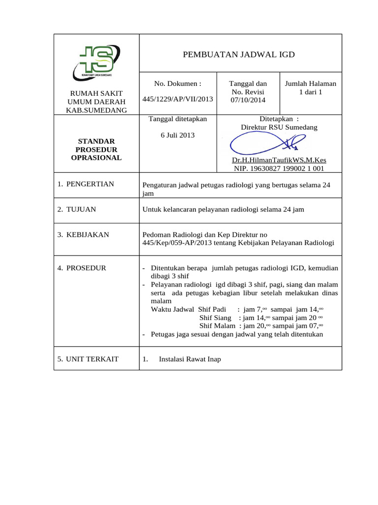 Pembuatan Jadwal Igd | PDF