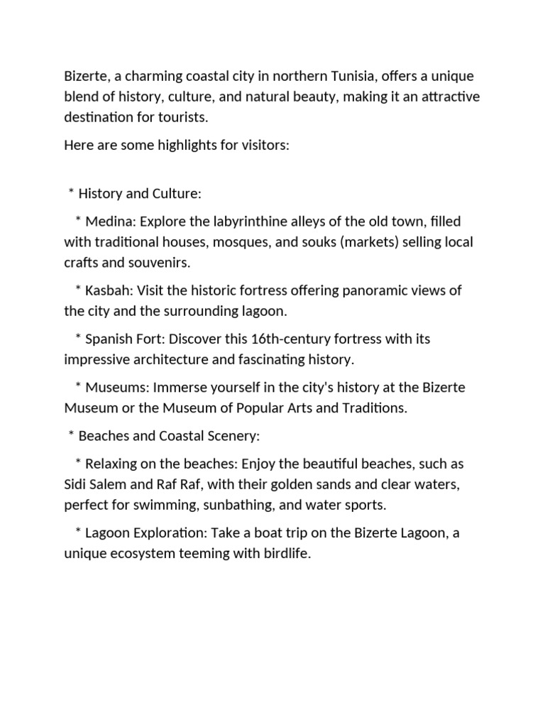 Discover Bizerte: History & Beaches | PDF