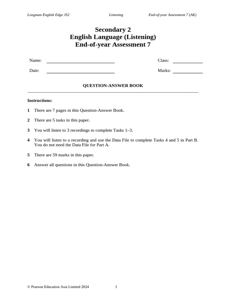 Edge JS2 EYA7 Listening Teacher | PDF