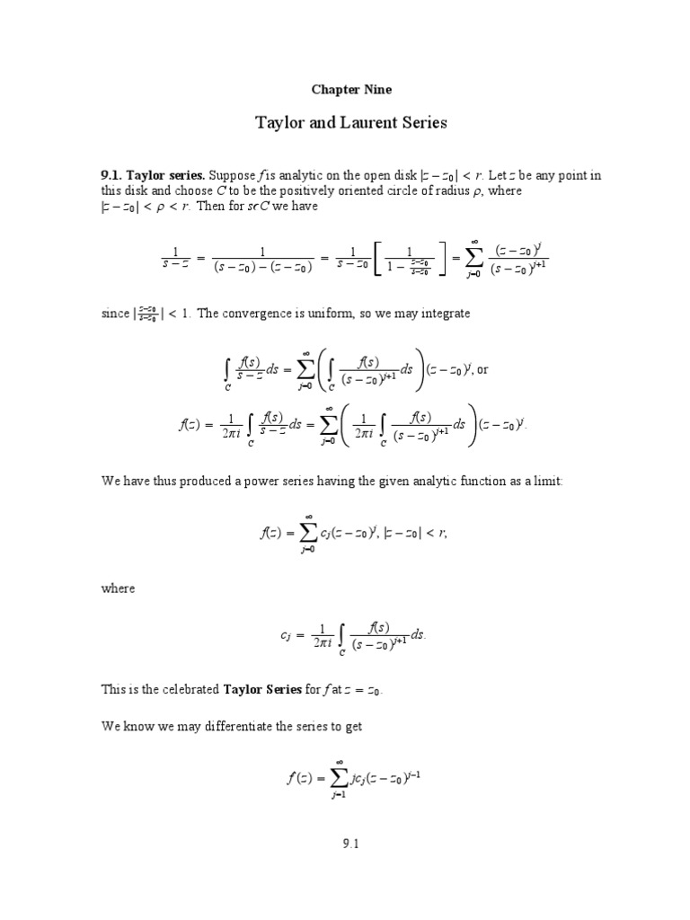 Taylor and Laurent Series | PDF | Power Series | Functions And Mappings