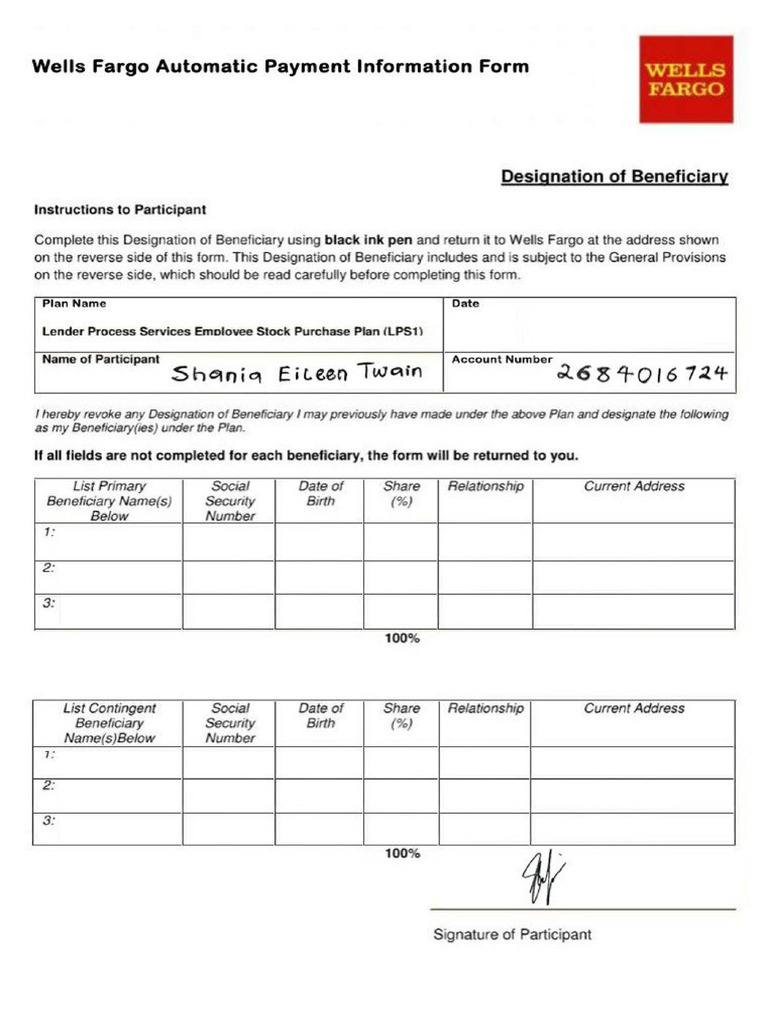 WELLS FARGO AUTOMATIC PAYMENT INFORMATION FORM-1 - Merged | PDF