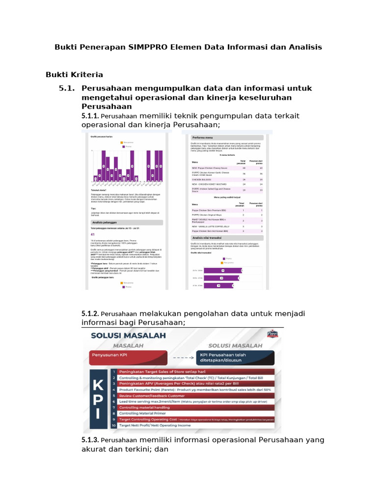 5. Bukti Penerapan SIMPPRO Elemen Data Informasi Chickenpoppe | PDF