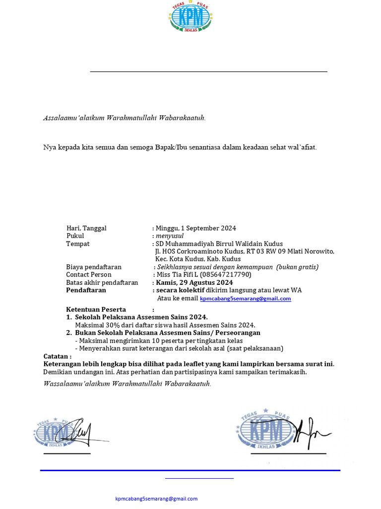 Undangan Penyisihan KSNR 6 Wilayah Kudus | PDF
