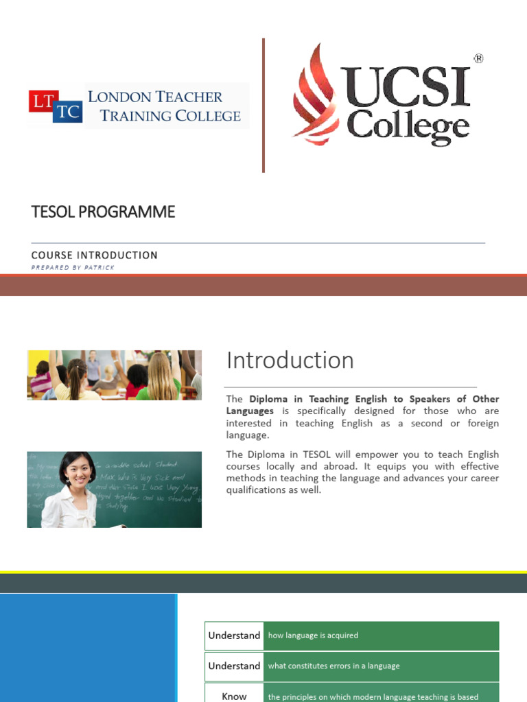 TESOL Diploma Course Overview | PDF | English As A Second Or Foreign ...