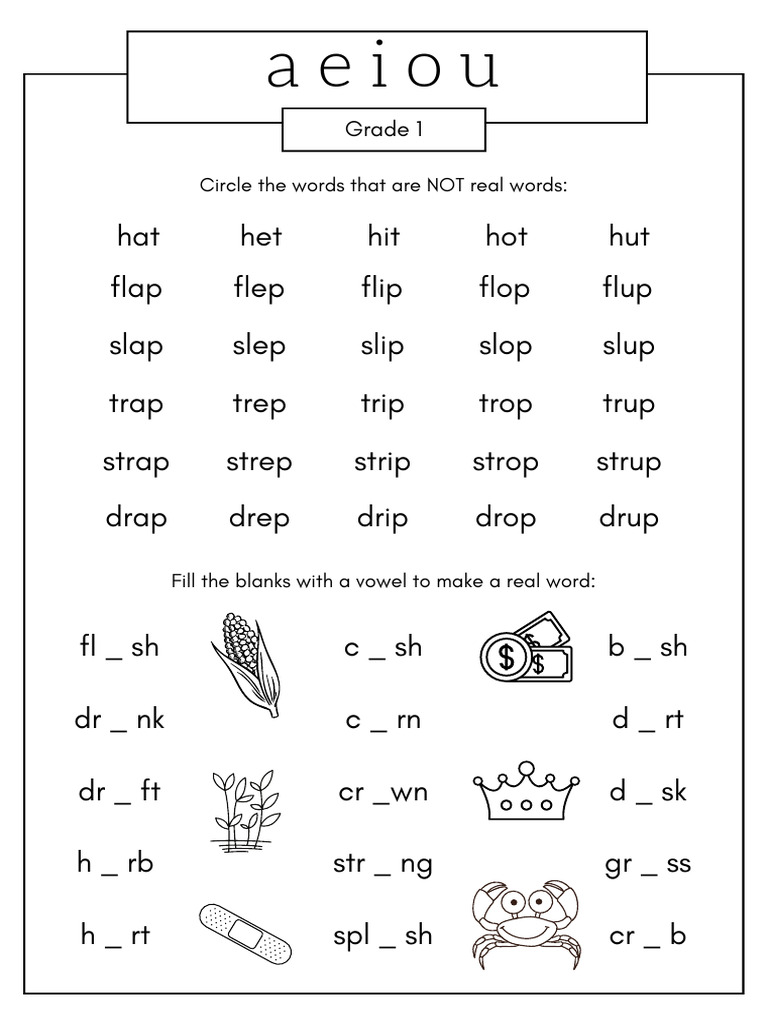 Grade 1 Vowel Worksheet PDF | PDF