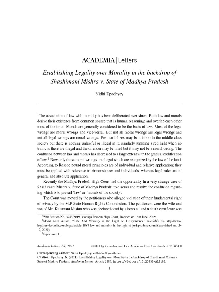 Legality vs. Morality in MP Court Case | PDF | Crimes | Crime & Violence