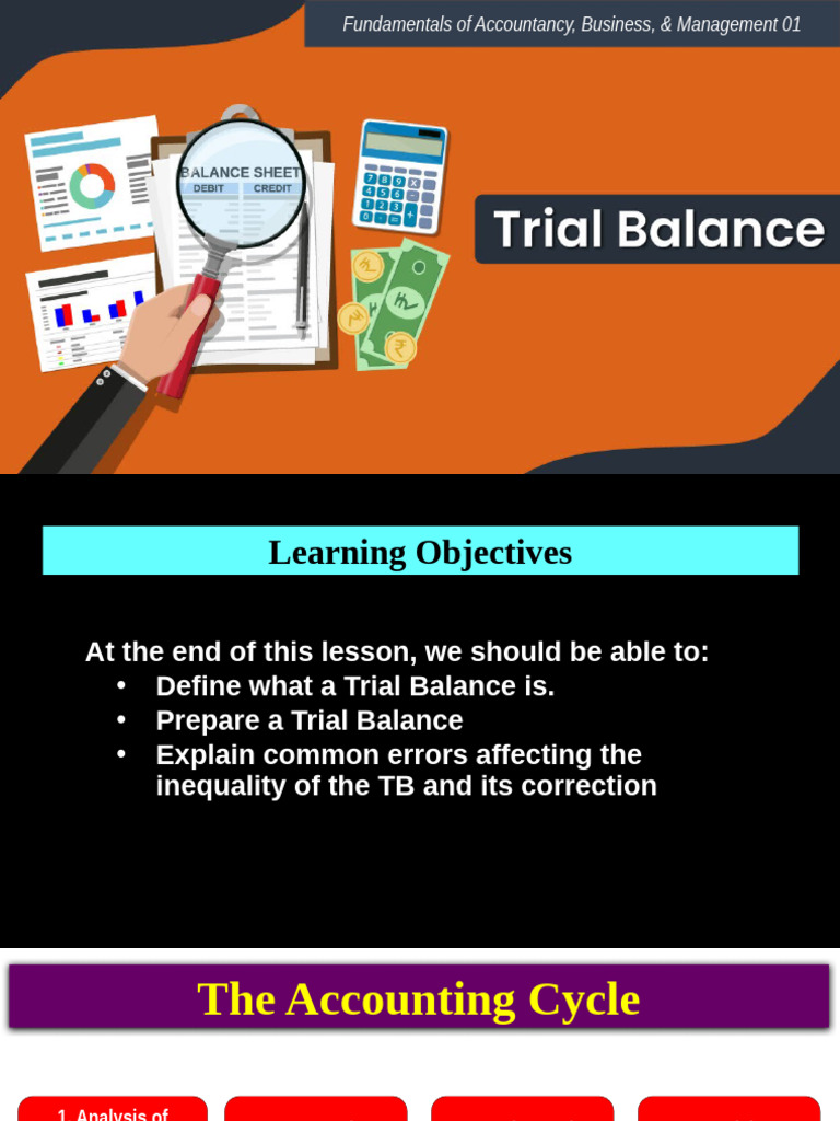 Lesson 09 Trial Balance | PDF | Debits And Credits | Money