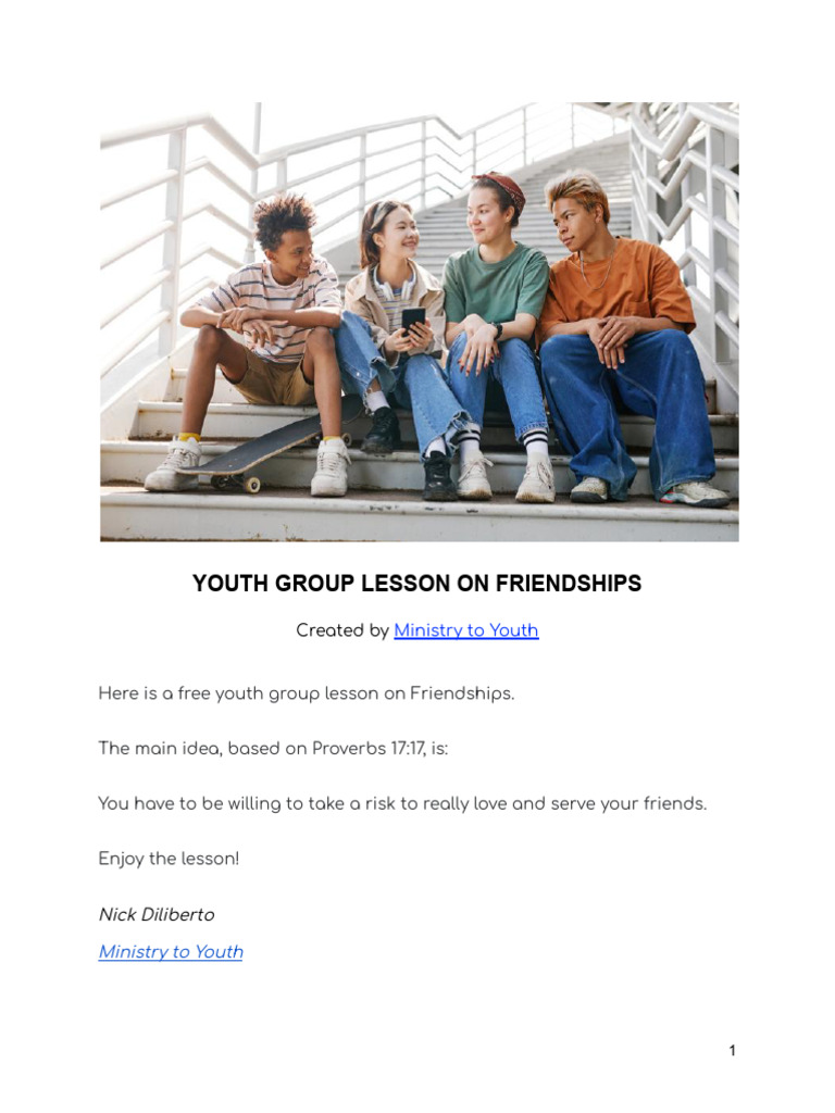 (Download) Friendships - Youth Group Lesson | PDF | Epistle To The ...