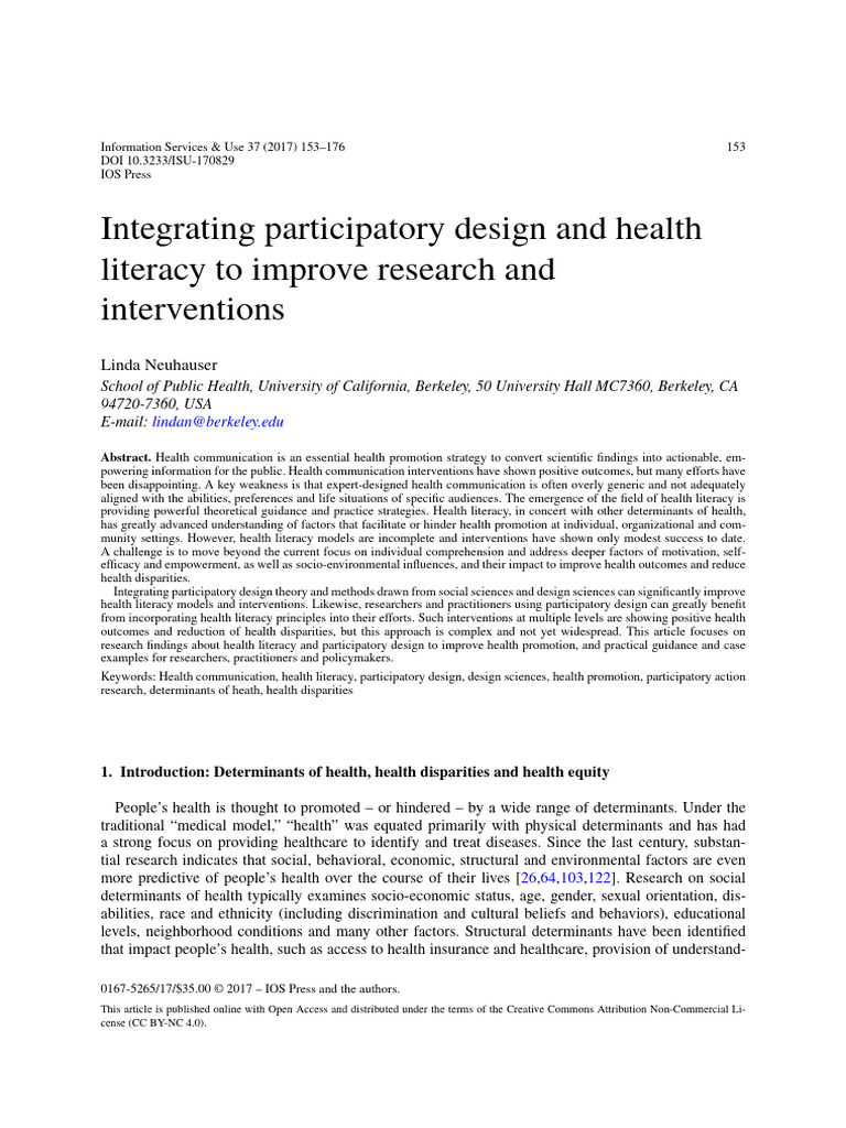 Integrating participatory design and healthliteracy 2011 | PDF | Action ...