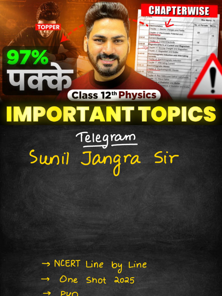 Important Topics 2025 Class12 Physics | PDF | Optics | Atoms