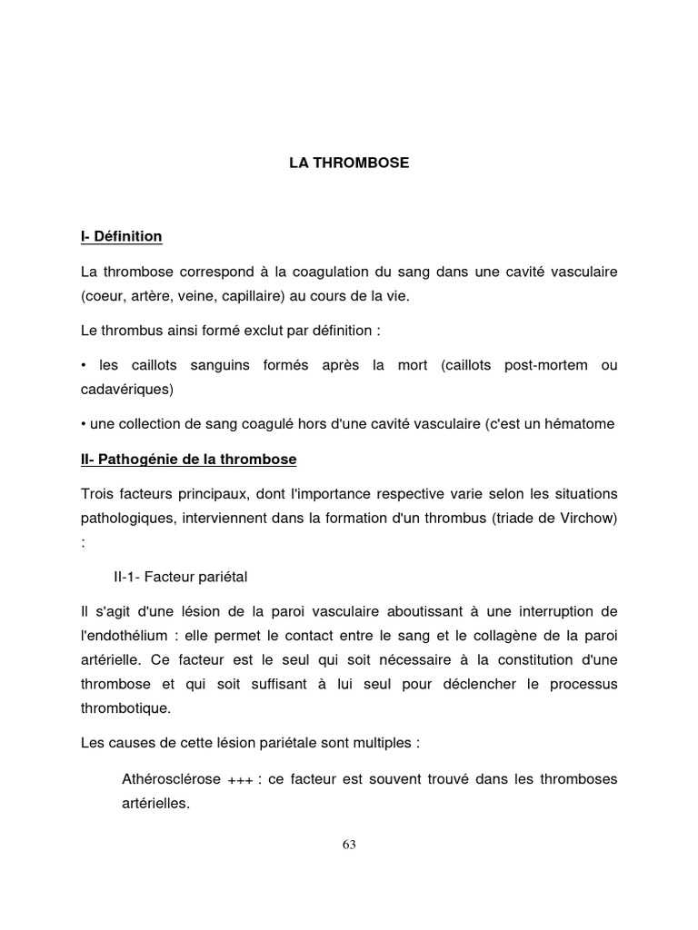 Thrombose : Types et Mécanismes | PDF | Vaisseau sanguin | Thrombus