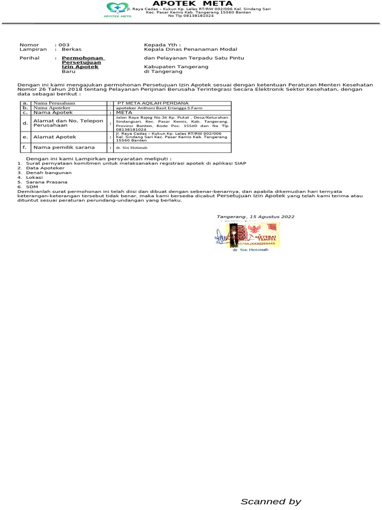 Adminitrasi Apotek Meta | PDF
