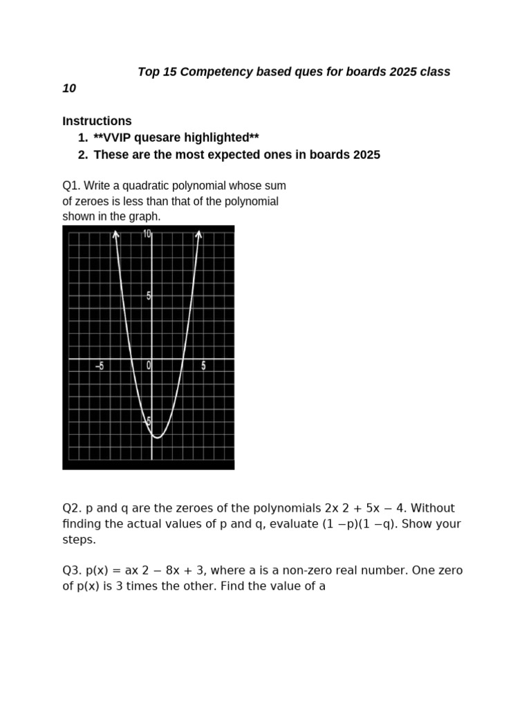 Top 15 Competency Based Ques For Boards 2025 Class 10 | PDF ...