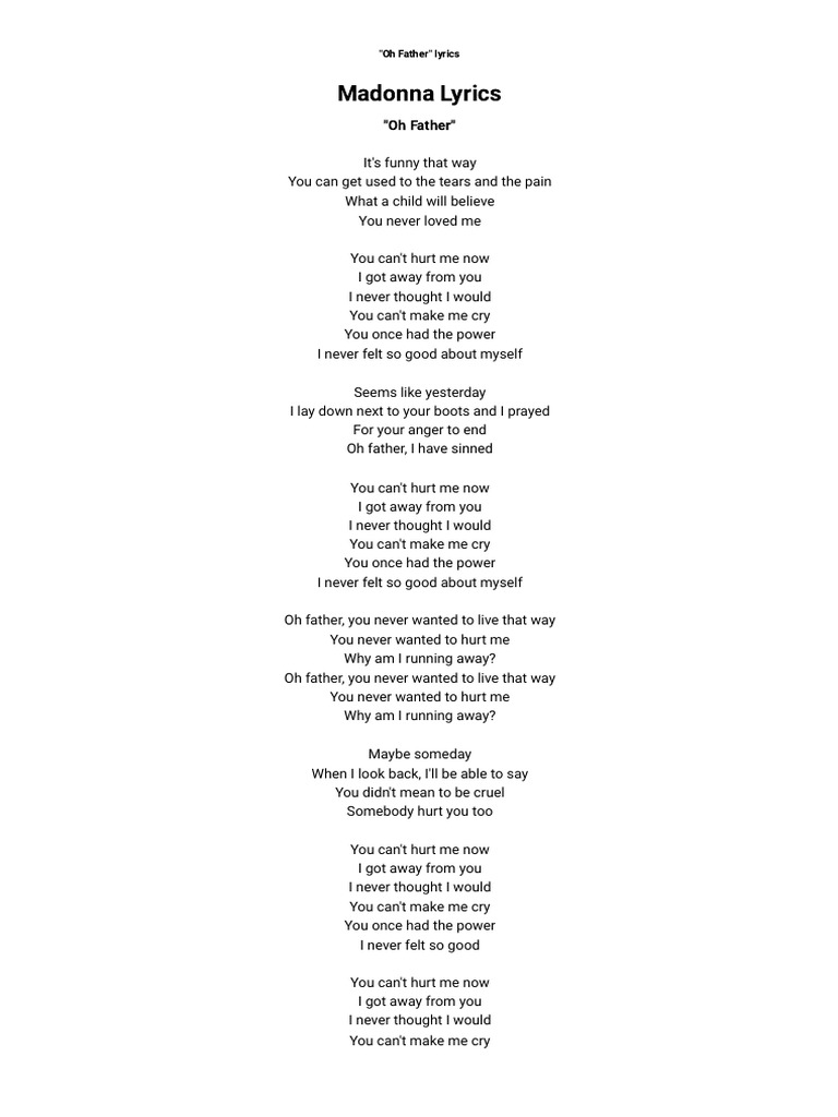 Madonna - Oh Father Lyrics | PDF