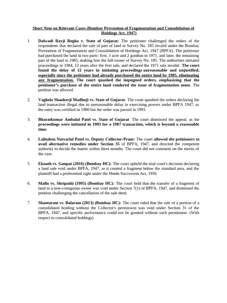 Short Note On Relevant Cases | PDF | Justice | Crime & Violence