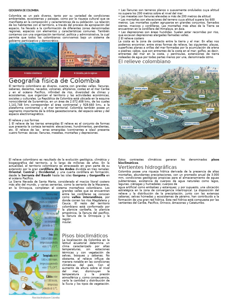 Geografía y Relieve de Colombia | PDF | Colombia | Montañas