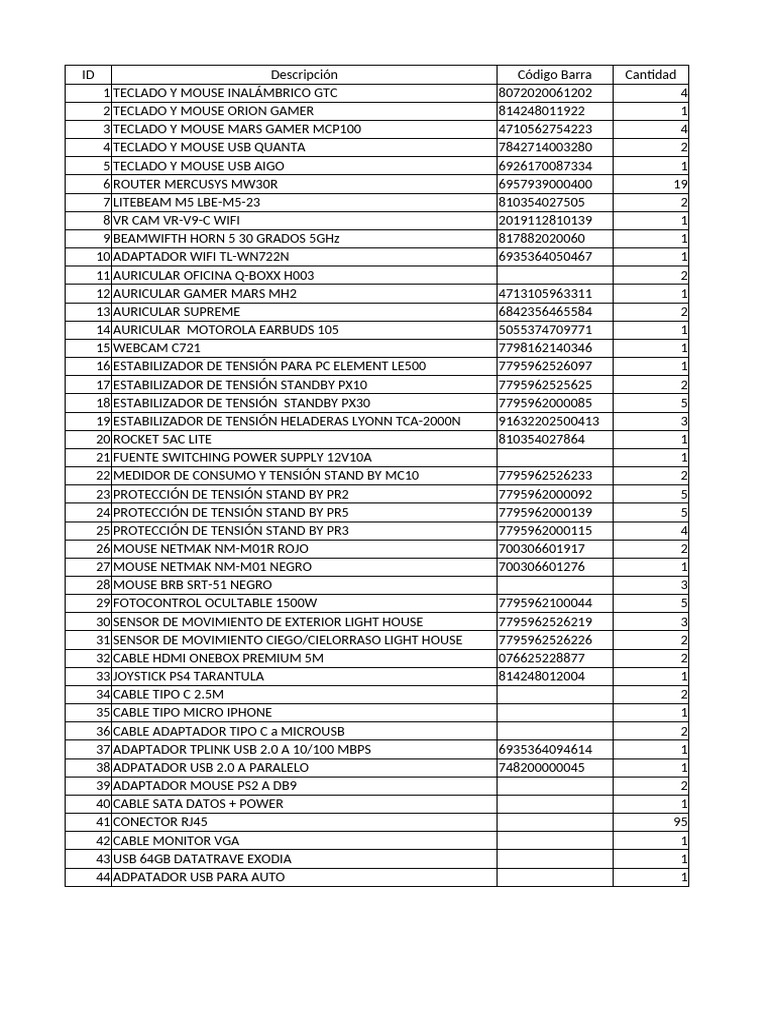 Inventario Tech | PDF | USB | Arquitectura de Computadores