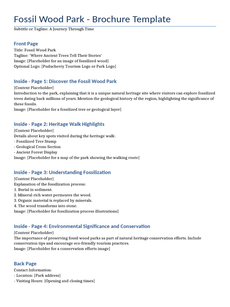 Fossil Wood Park Brochure Template | PDF