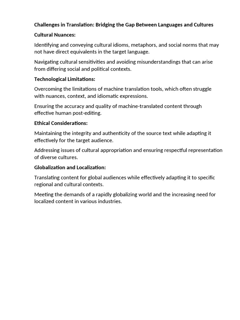 Translation Challenges Across Cultures | PDF