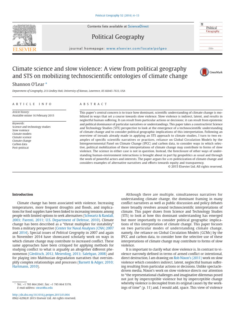 OLEAR 2015 - Climate Science and Slow Violence | PDF ...