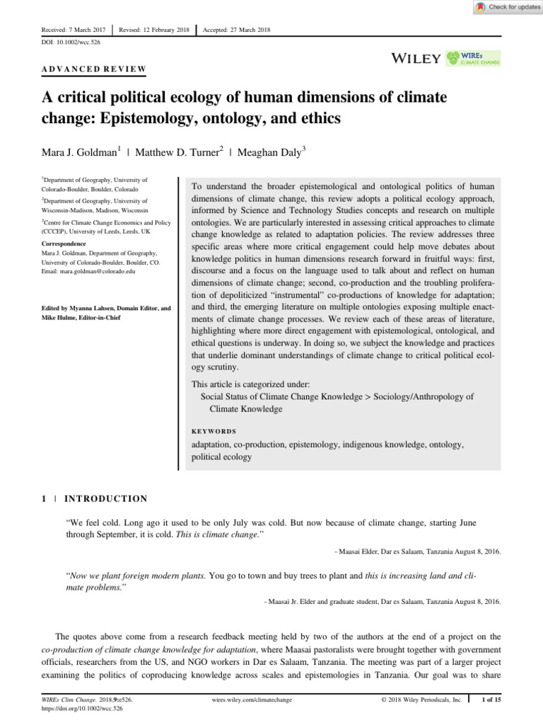 Critical Political Ecology of Climate Change | PDF | Ecological ...