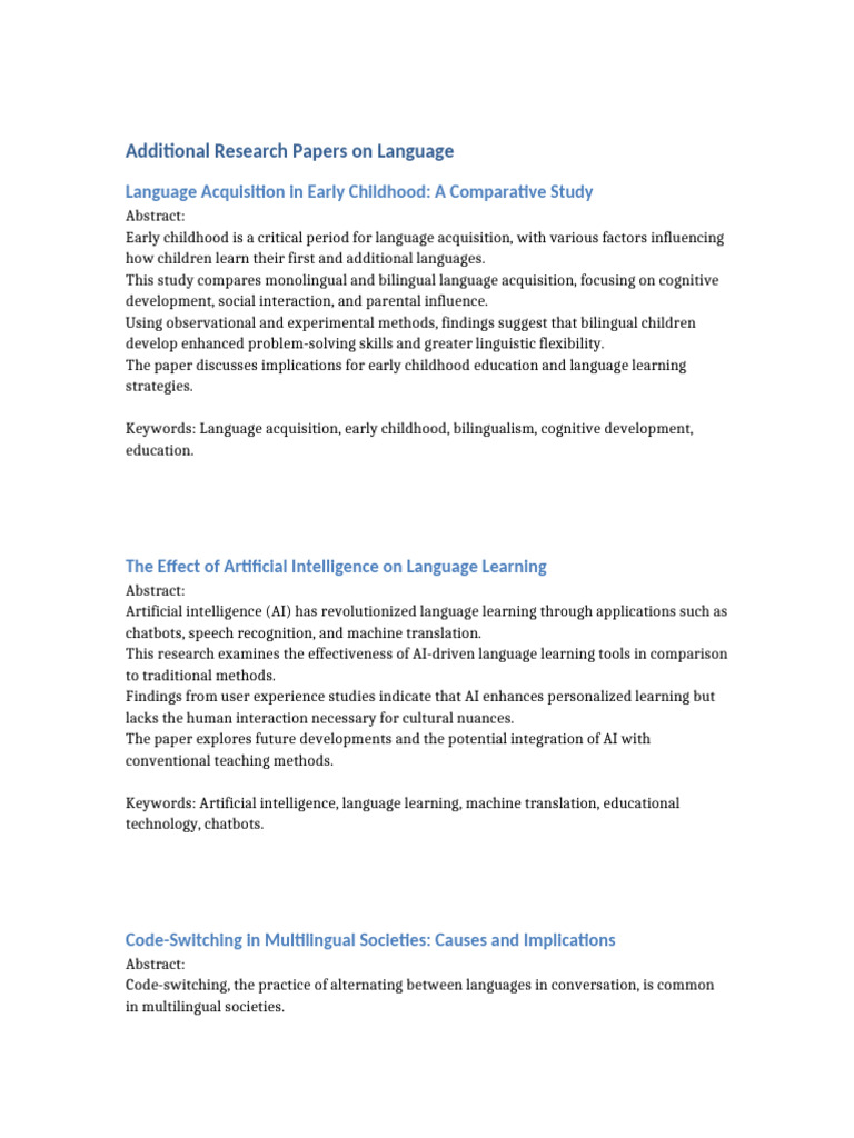 More Language Research Papers | PDF