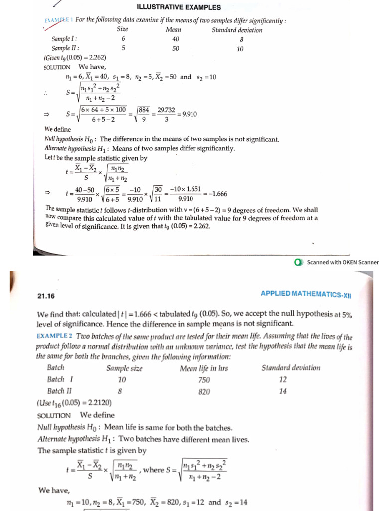 Two Samples T Test | PDF