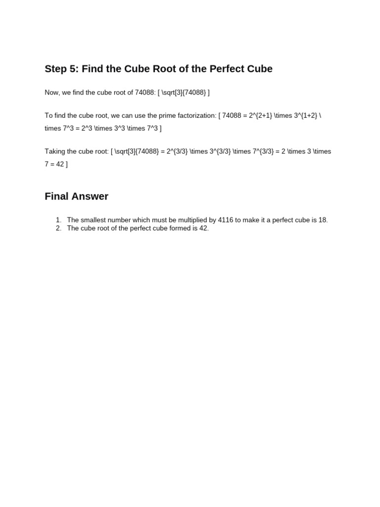 Cube Root of 74088: Calculation Steps | PDF