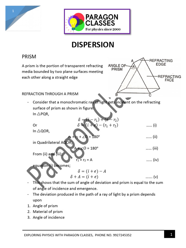 Dispersion | PDF | Physical Sciences | Applied And Interdisciplinary Physics