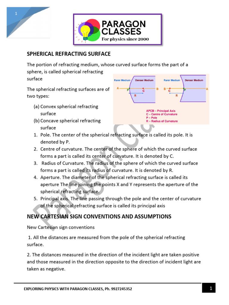 Refraction Through Spherical Glass | PDF | Sphere | Curvature