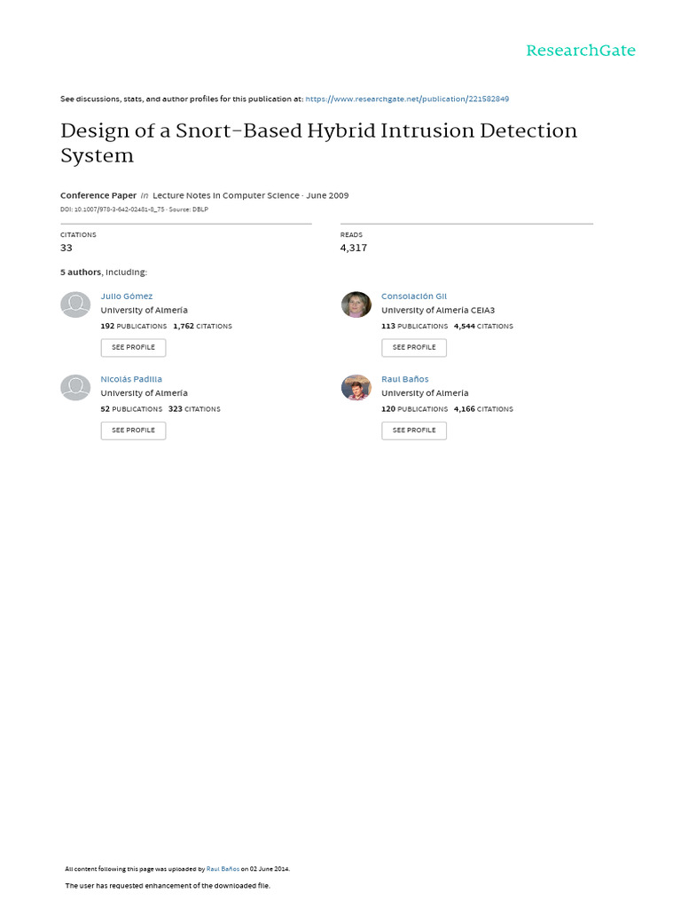Design of A Snort-Based Hybrid Intrusion Detection | PDF | Computing | Information Technology