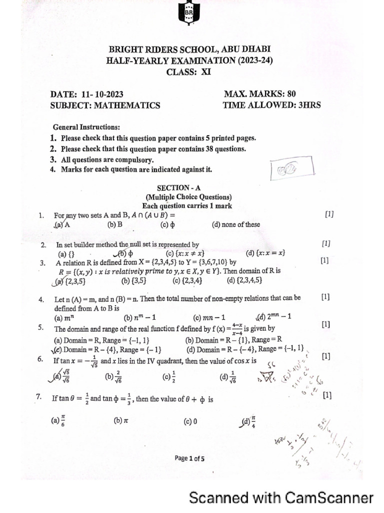 BRS Maths Question Paper | PDF
