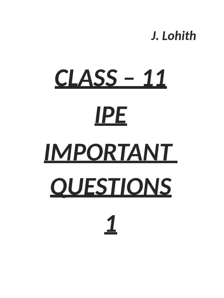 Class 11 Important Questions Guide | PDF