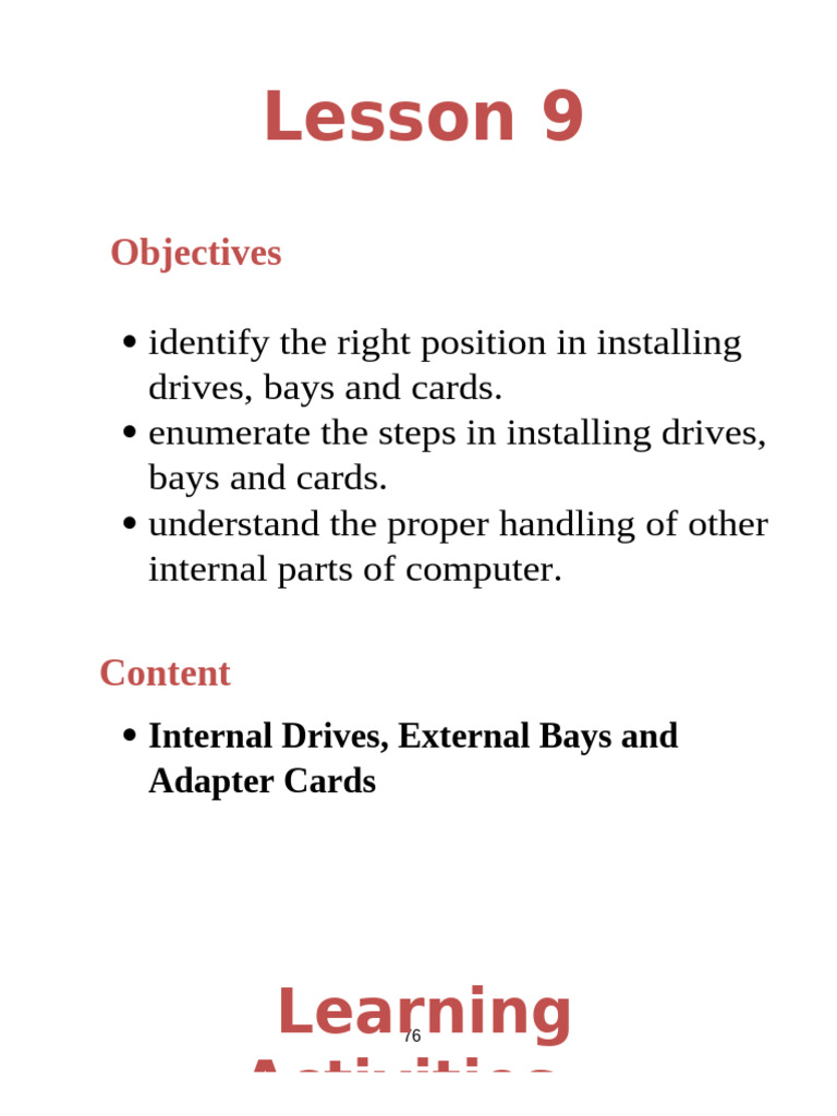 LESSON 9 CSS NC II REVISED | PDF | Hard Disk Drive | Personal Computers