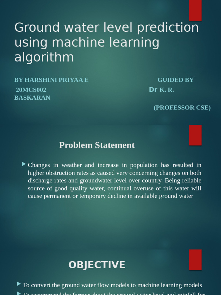 Ppt for 3rd Review | PDF | Machine Learning | Groundwater