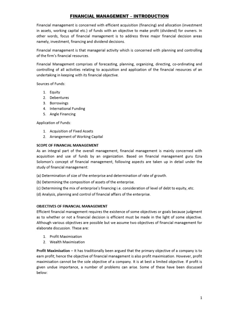 Financial Management - Introduction | PDF | Profit (Economics) | Risk