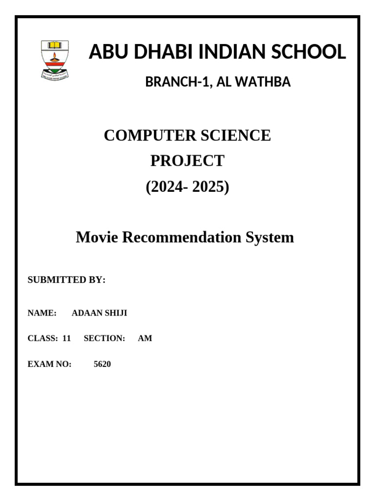 Front PAGE - Project FILE | PDF