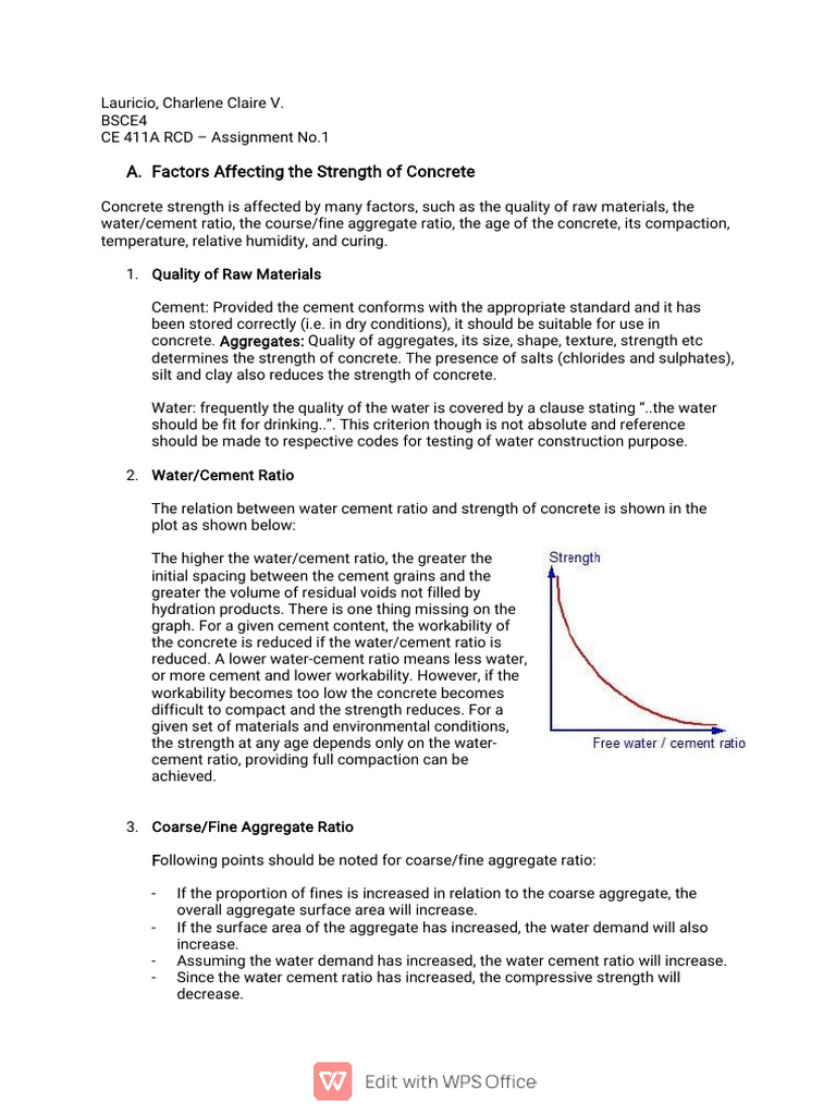 Assignment no.1-Lauricio | PDF | Concrete | Cement
