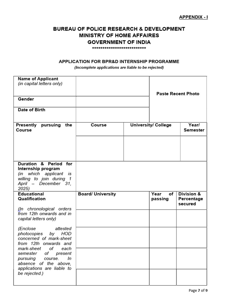 s0qld0tU7E - Application Form BPR&D | PDF