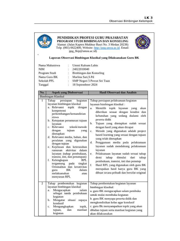 LK3 - Bimbingan Klasikal Topik 3 | PDF