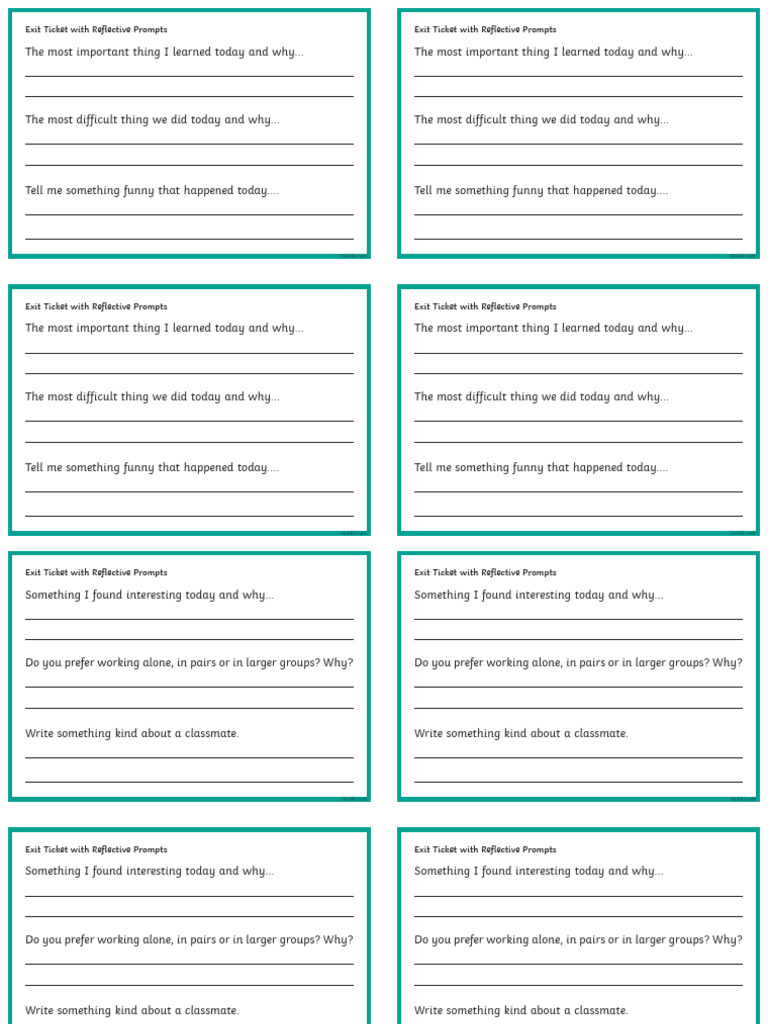 Cfe2 Pa 54 Exit Pass With Reflective Prompts Challenge Cards - Ver - 1 ...
