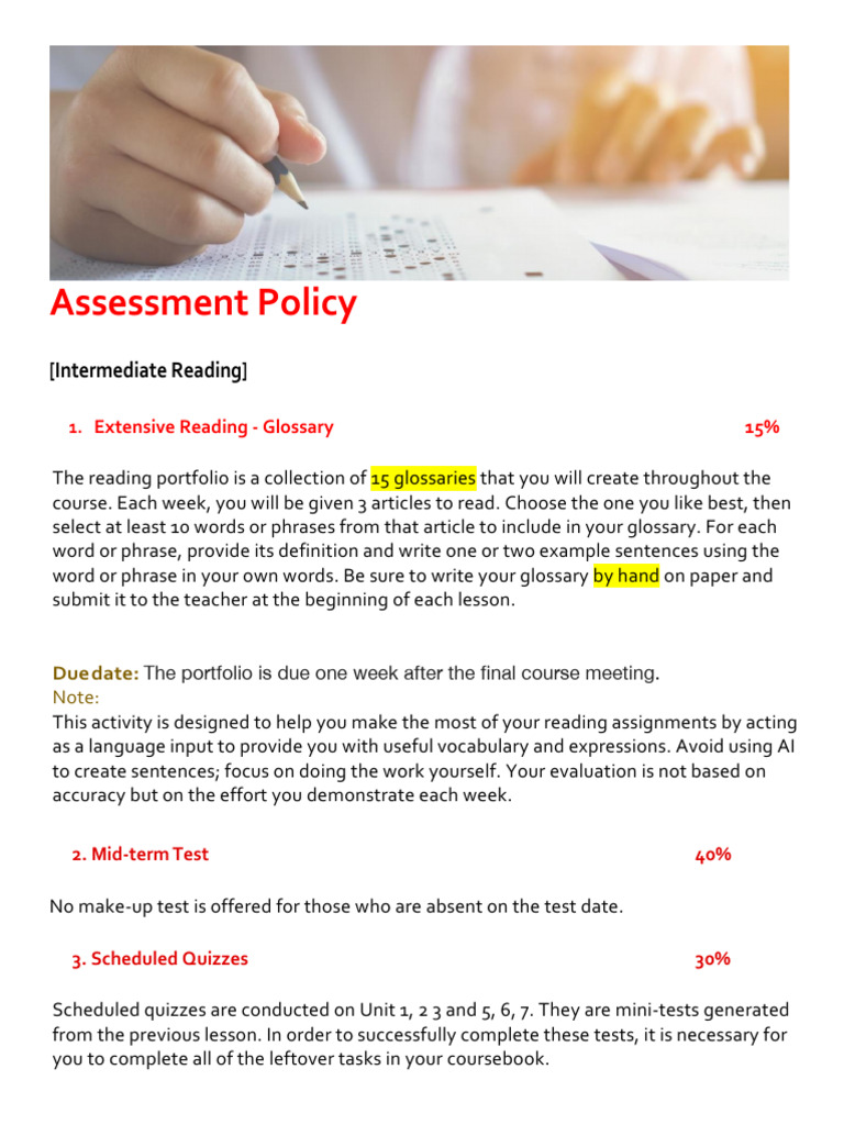 Assessment Policy Overview | PDF