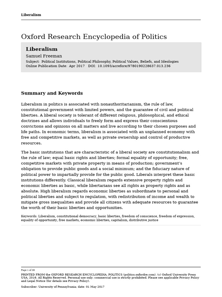 Understanding Liberalism: Key Concepts | PDF | Liberalism | Liberty