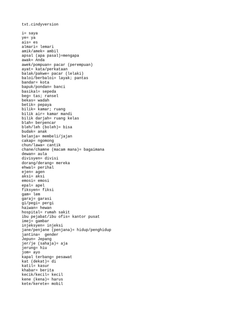 Kosa Kata Melayu | PDF