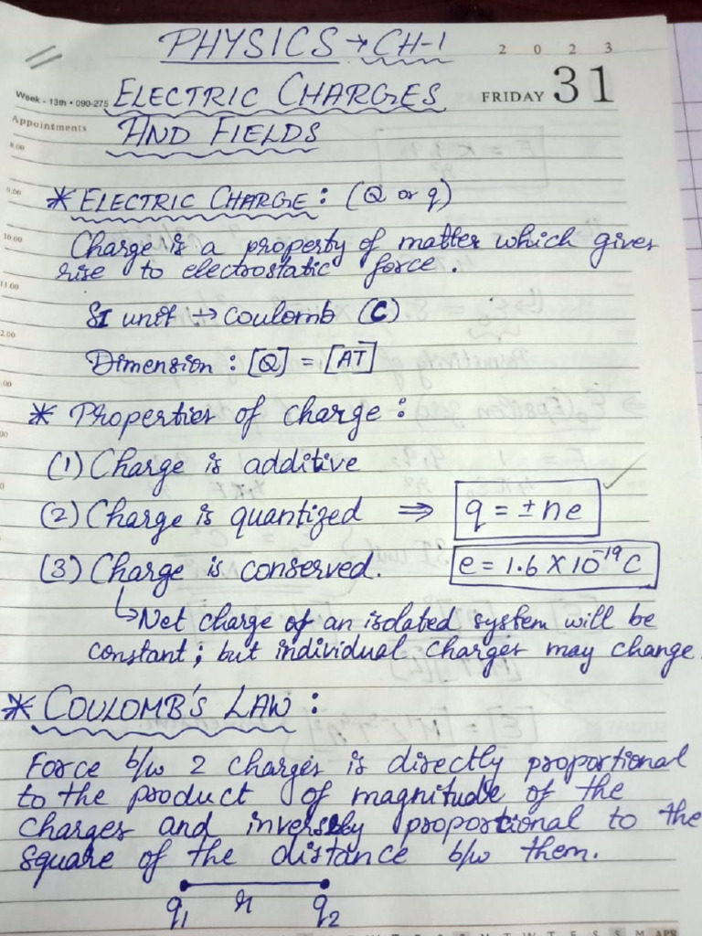 Physics - Electric Charges and Fields | PDF