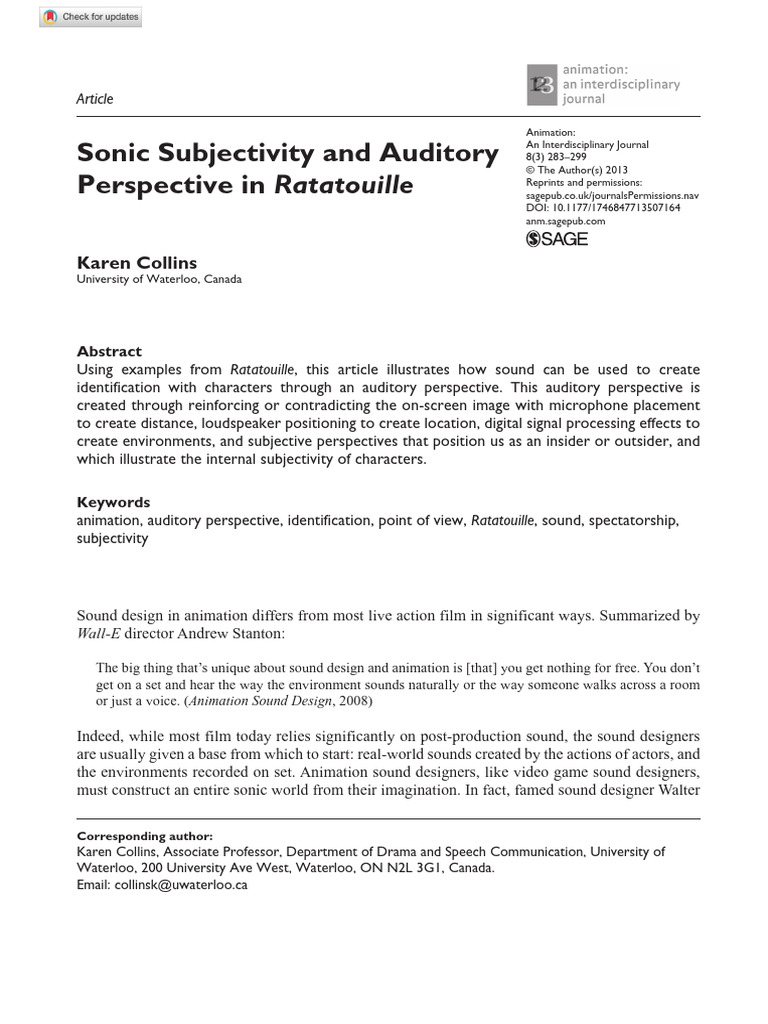 Auditory Perspective in Ratatouille's Sound Design | PDF | Sound ...